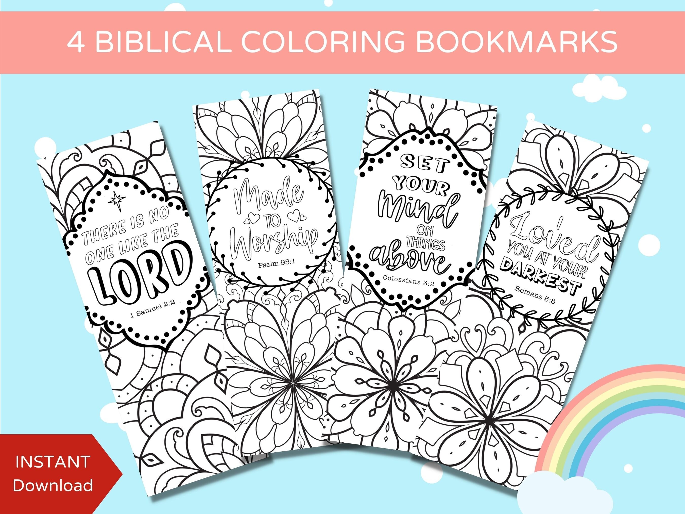 Set of 4 Printable Catholic Bookmarks to Color, Religious Coloring ...