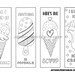 Set of 4 Coloring Bookmarks, Ice Cream-themed Printable Bookmarks to ...
