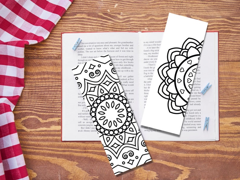 Set of 8 Mandala Coloring Bookmarks, Zentangle Printable Bookmarks to ...