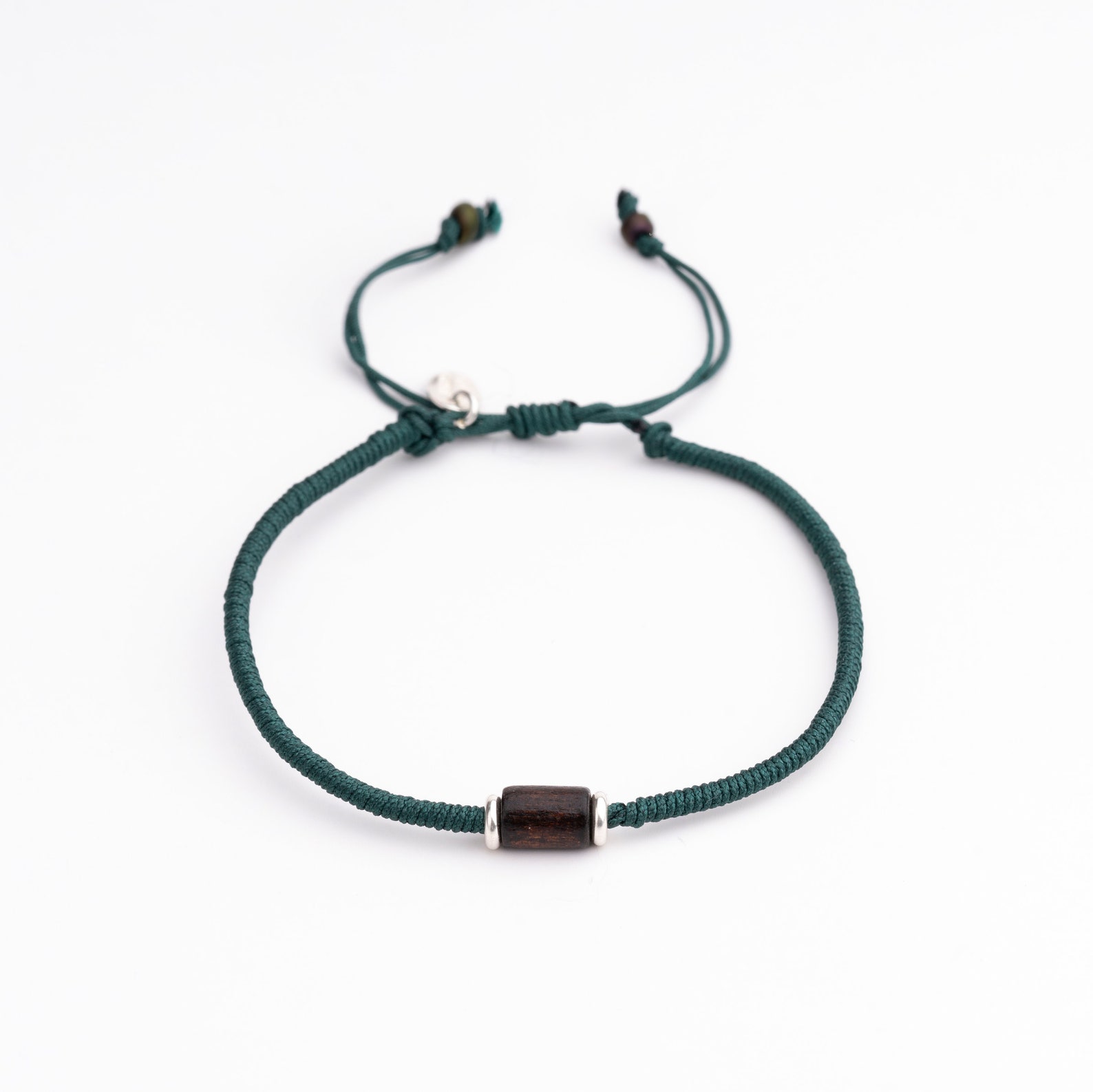 Handmade Green String Bracelet: Minimalist Wood Bead Braid - Etsy