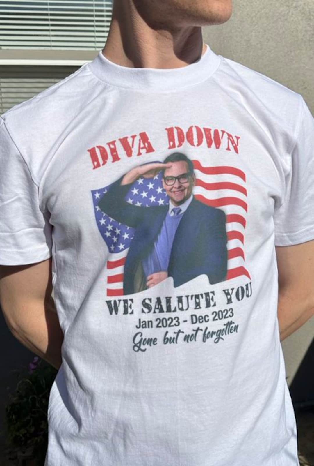 Diva Down T-shirt, Diva Down We Salute You George Santos Tee, Trending ...
