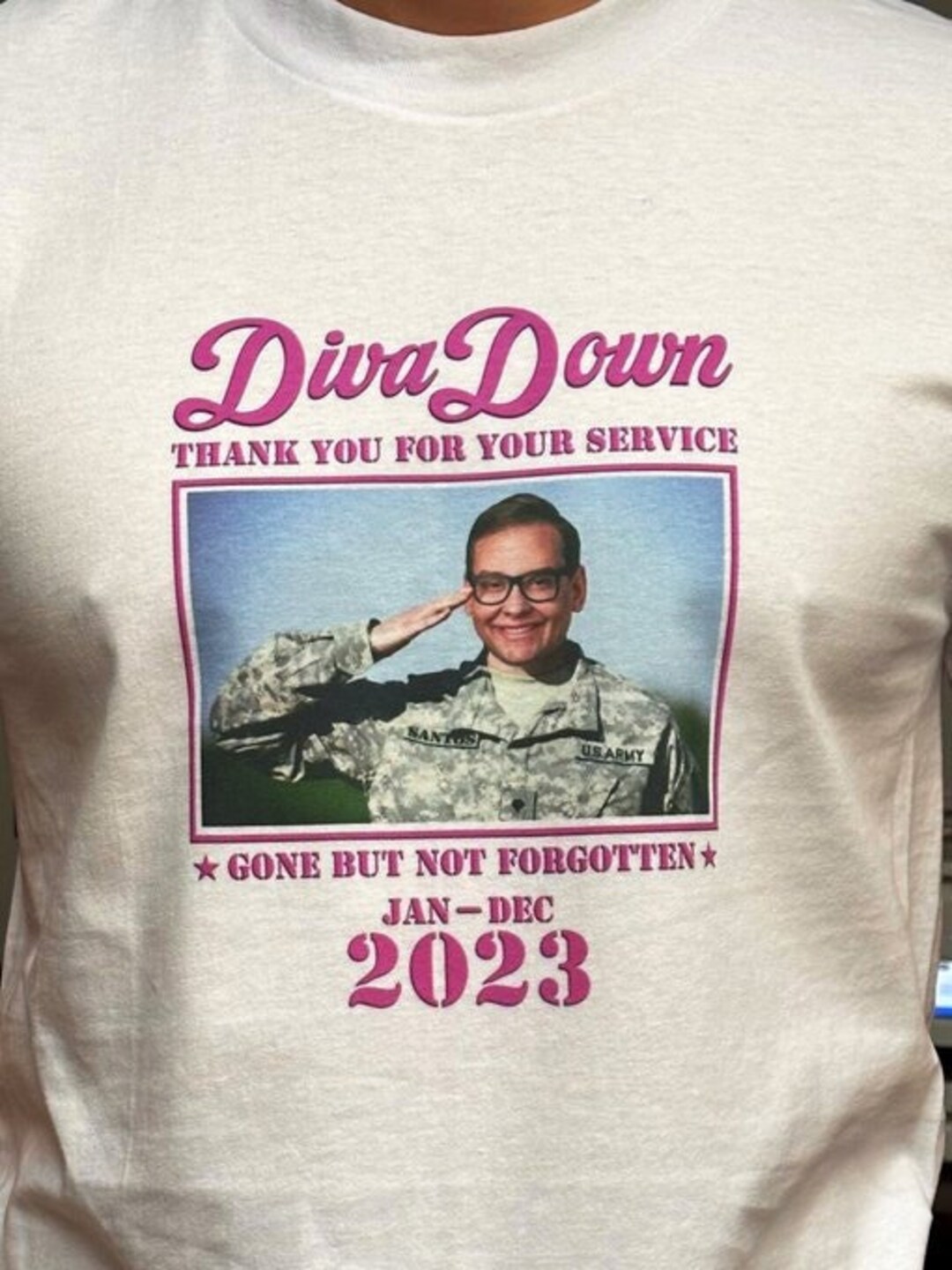 Diva Down T-shirt, Diva Down Thank You for Your Service George Santos ...