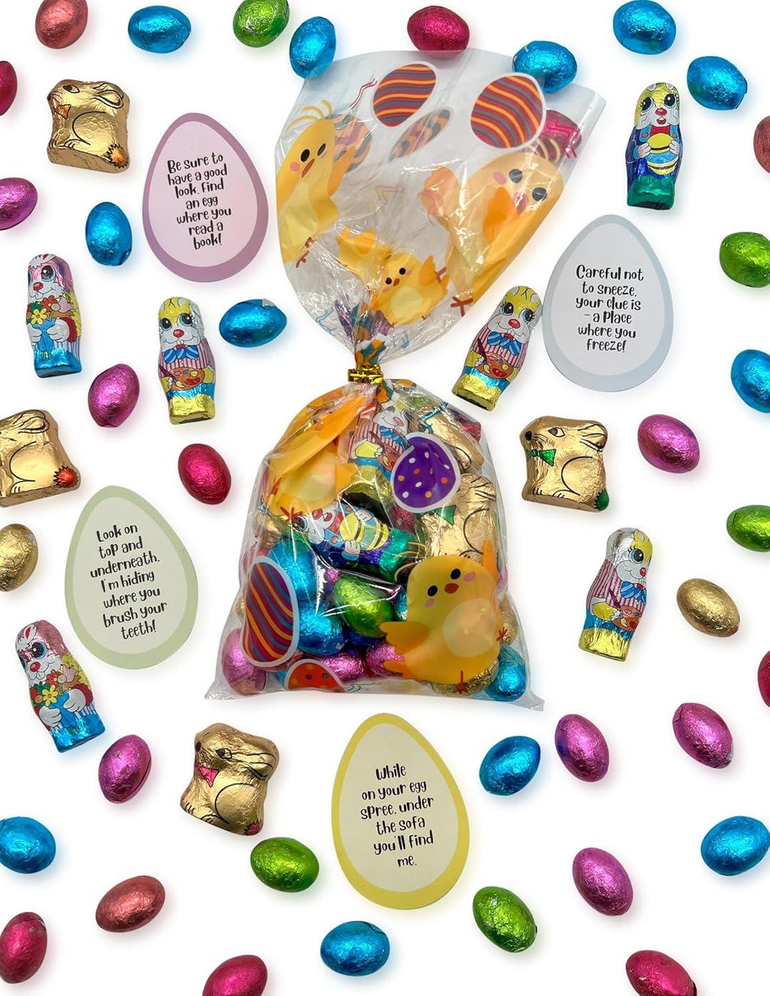The Ultimate Easter Egg Hunt Selection Bag - Clue Cards, Golden Bunnies ...