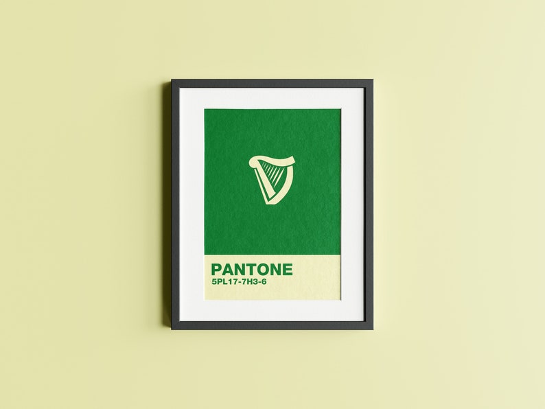 Pantone Guinness in Green and Cream, Modern Style Digital Wall Art ...