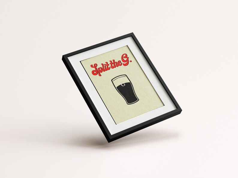 Guinness Split the G Cursive Retro Style Print, Downloadable Wall Art ...