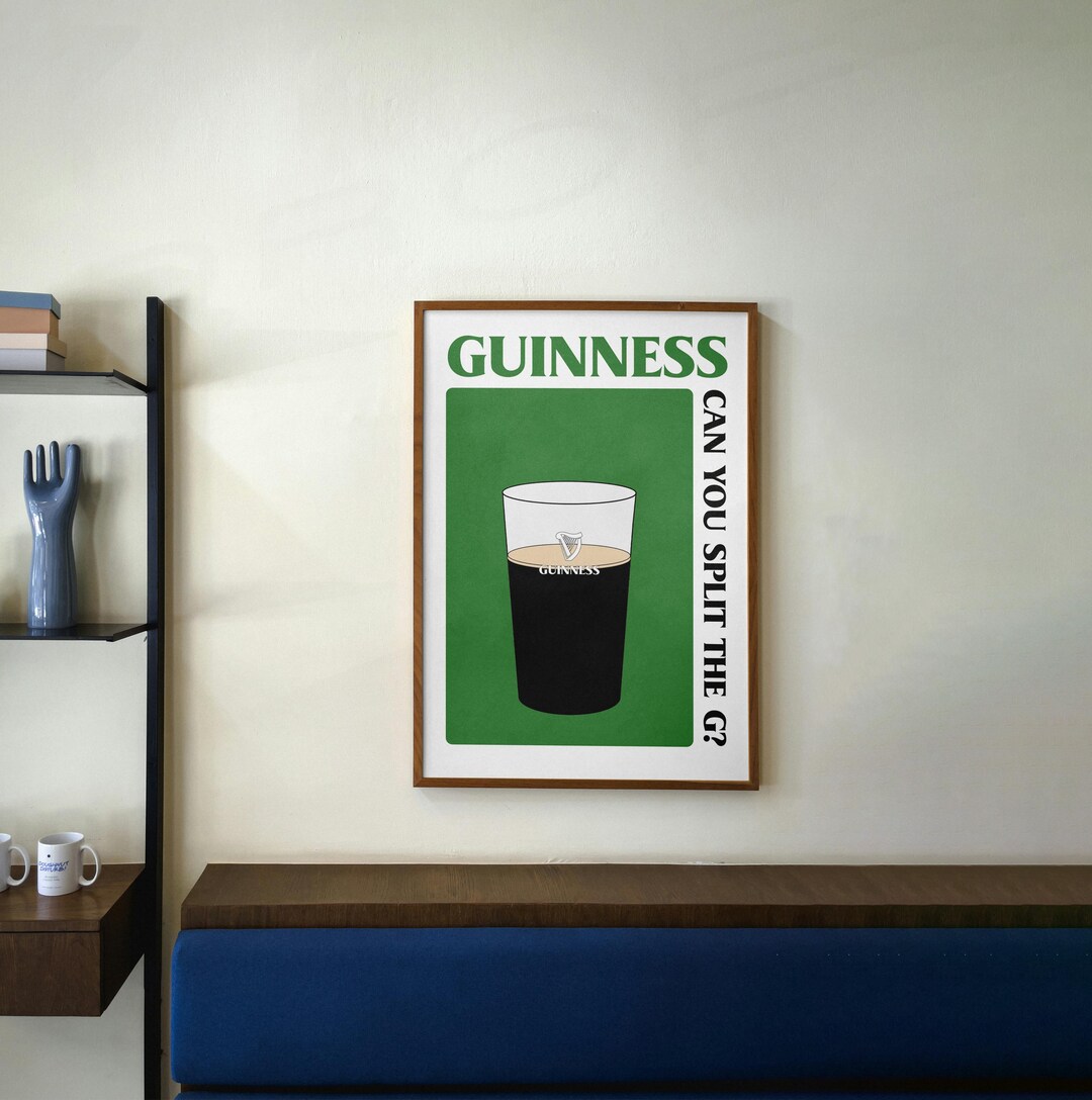 Vintage Pint of Guinness "can You Split the G?" Digital Wall Art Print ...
