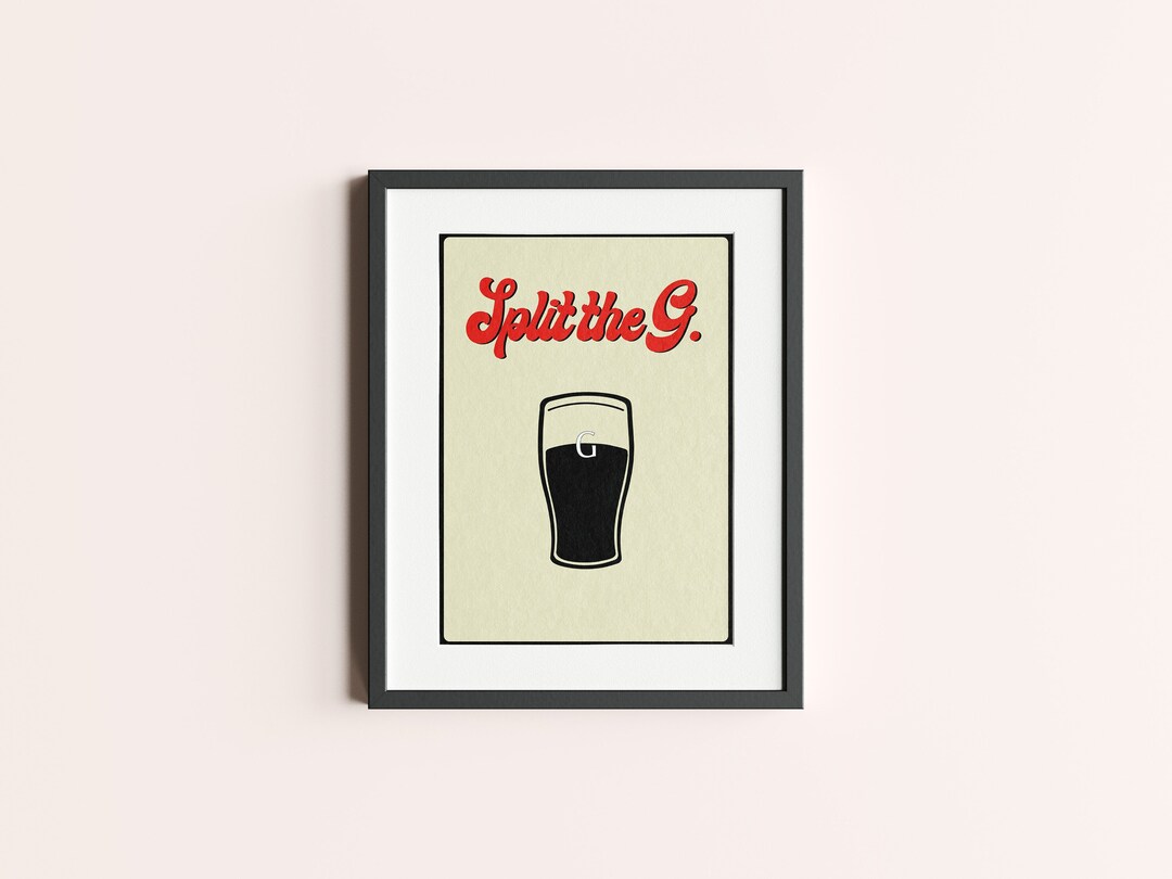 Guinness "split the G" Cursive Retro Style Digital Wall Art Print - Etsy