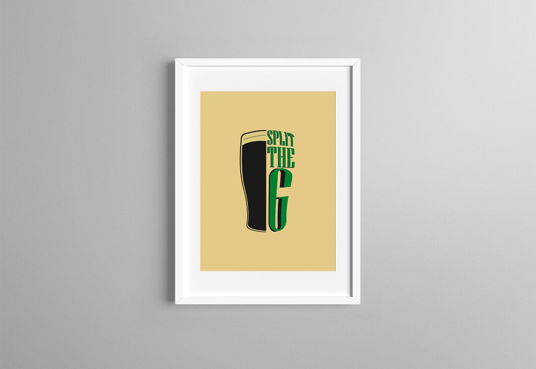 Guinness "split the G" Modern Typographic Style Digital Wall Art Print ...