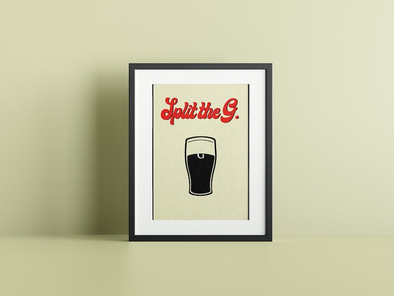 Guinness Split the G Cursive Retro Style Print, Downloadable Wall Art ...