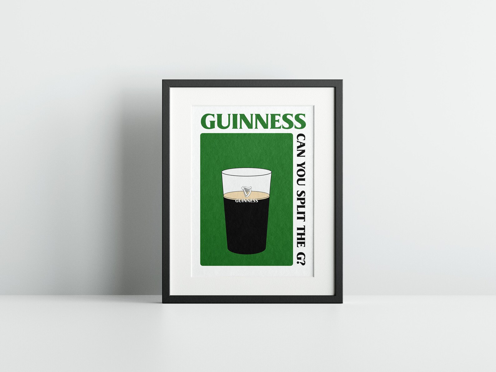 Vintage Pint of Guinness "can You Split the G?" Digital Wall Art Print ...