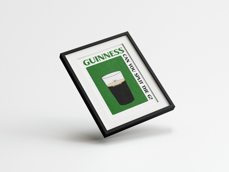 Vintage Pint of Guinness "can You Split the G?" Digital Wall Art Print ...