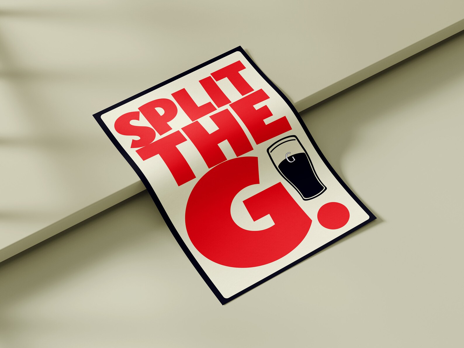 Guinness 'split the G' Cartoon Style, Red and Cream Print (digital ...