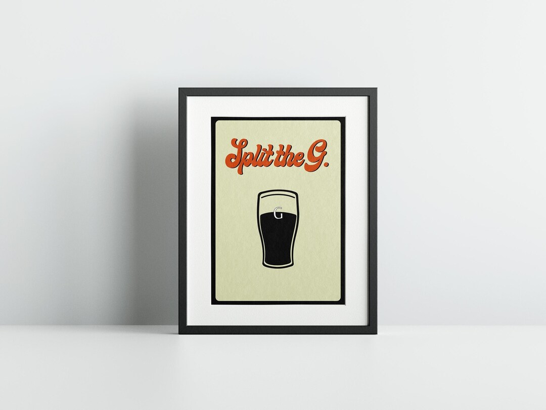 Guinness split the G Cursive Retro Style in Burnt Orange Digital Wall ...