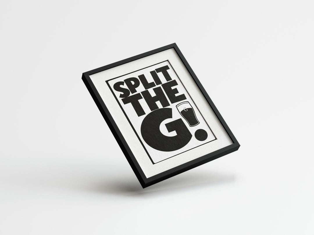Guinness "split the G" Cartoon Style in Black and White Digital Wall ...