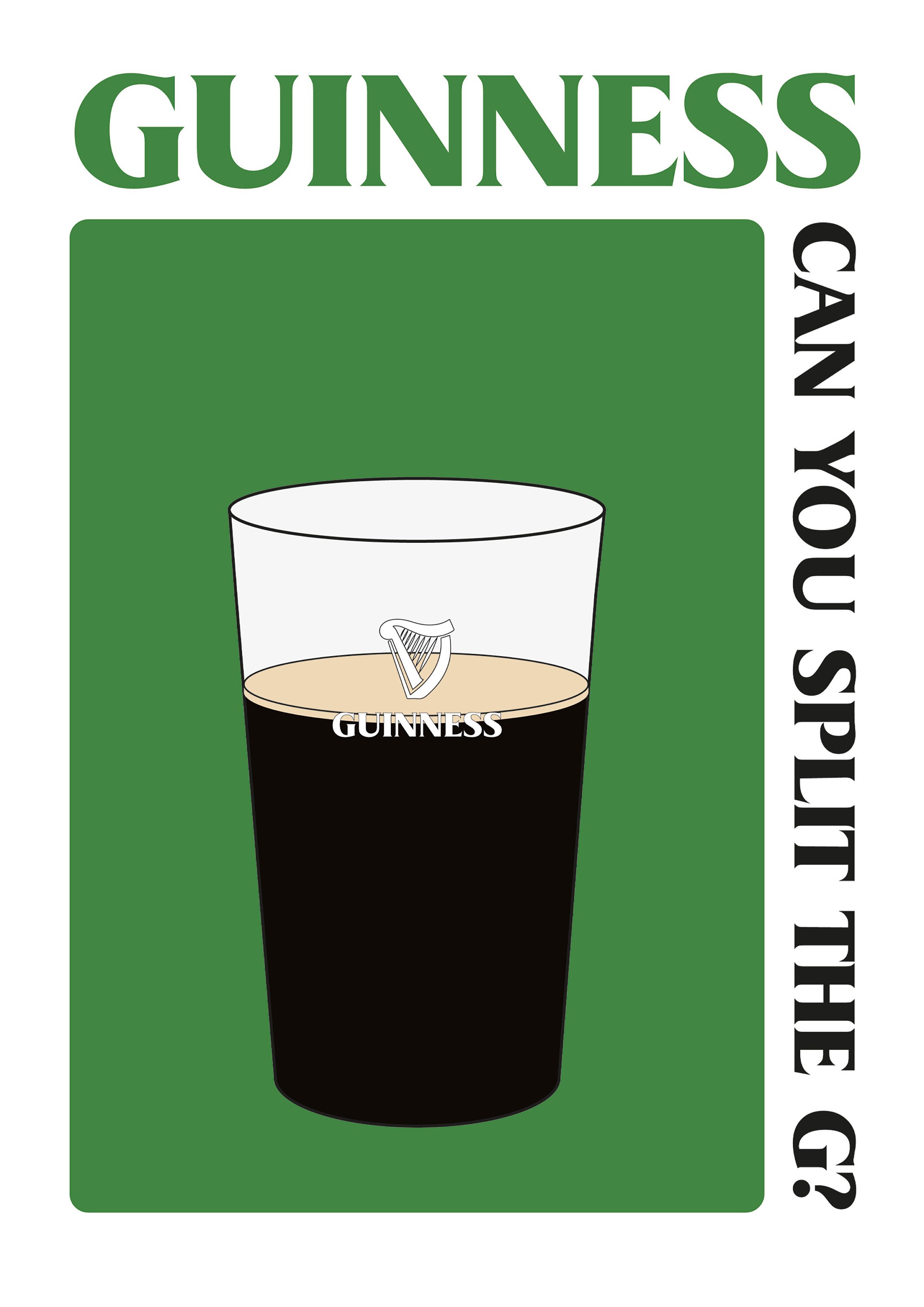 Vintage Pint of Guinness "can You Split the G?" Digital Wall Art Print ...