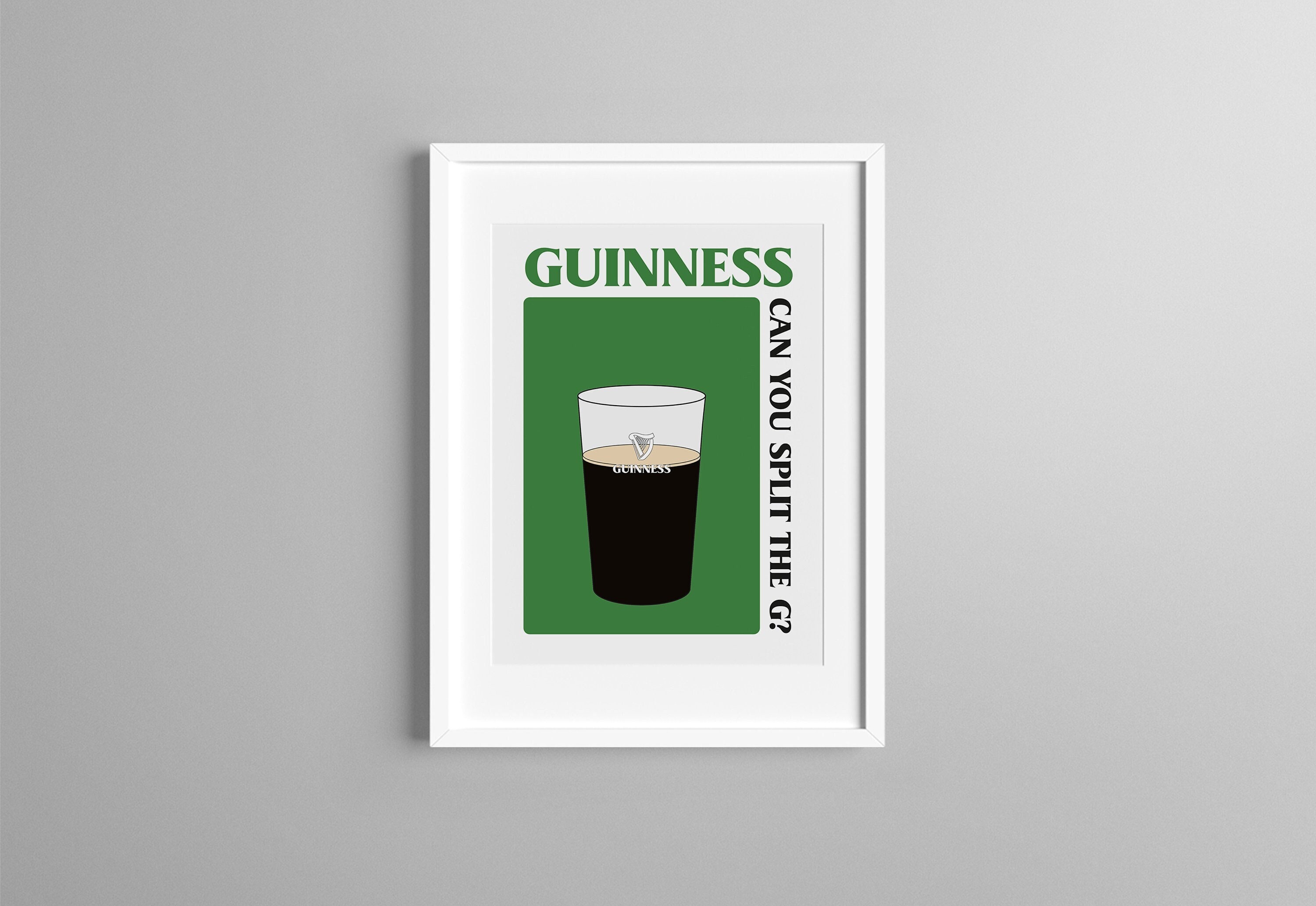 Vintage Pint of Guinness "can You Split the G?" Digital Wall Art Print ...
