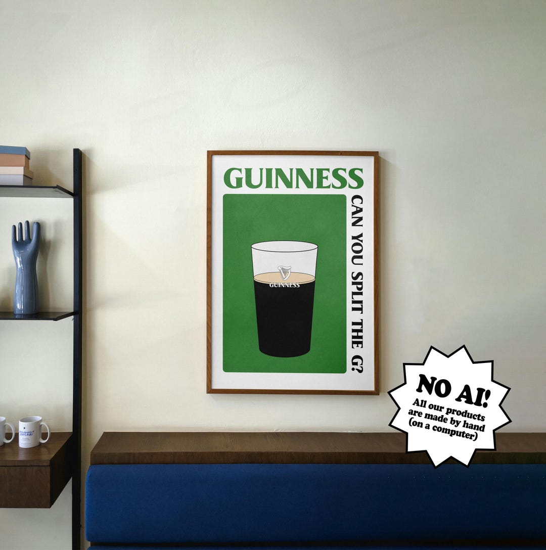 Vintage Pint of Guinness "can You Split the G?" Digital Wall Art Print ...