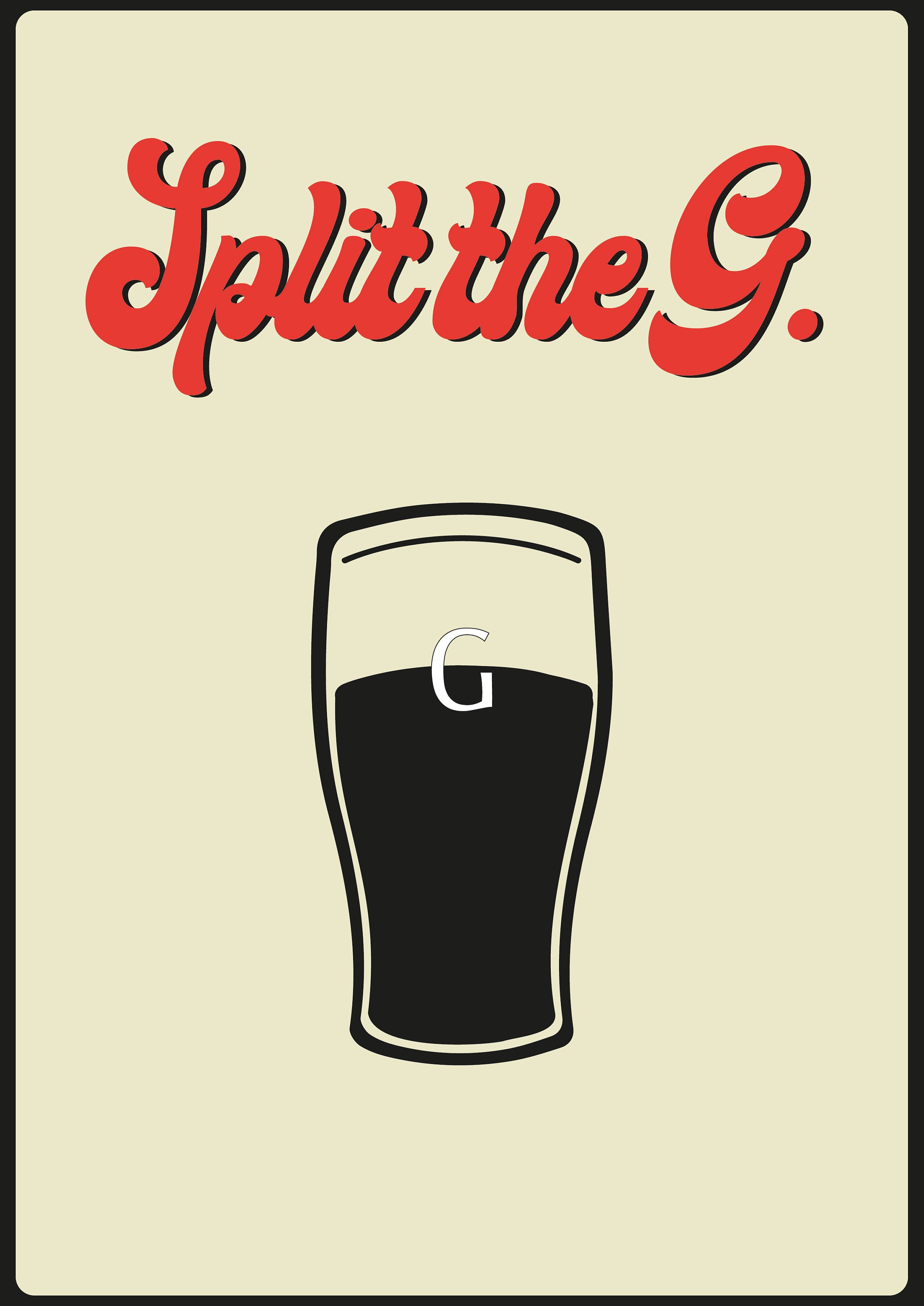 Guinness "split the G" Cursive Retro Style Digital Wall Art Print - Etsy