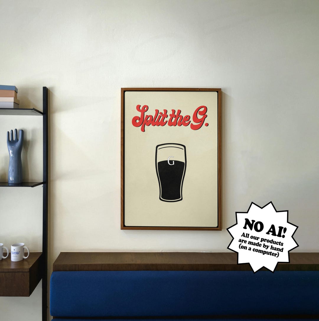 Guinness Split the G Cursive Retro Style Print, Downloadable Wall Art ...