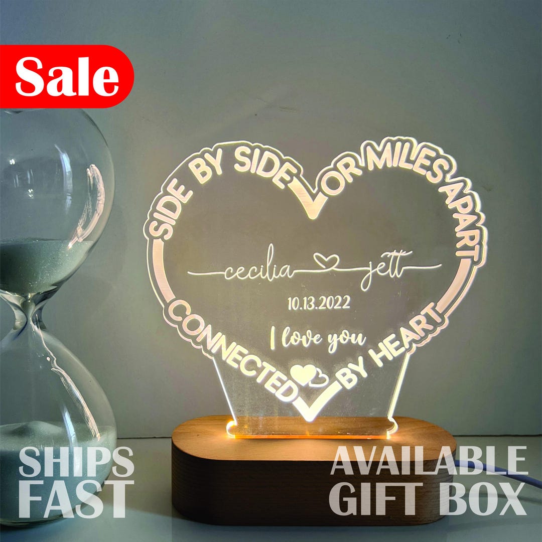 Long Distance Custom Light Personalized Valentines Gift Light up Sign ...