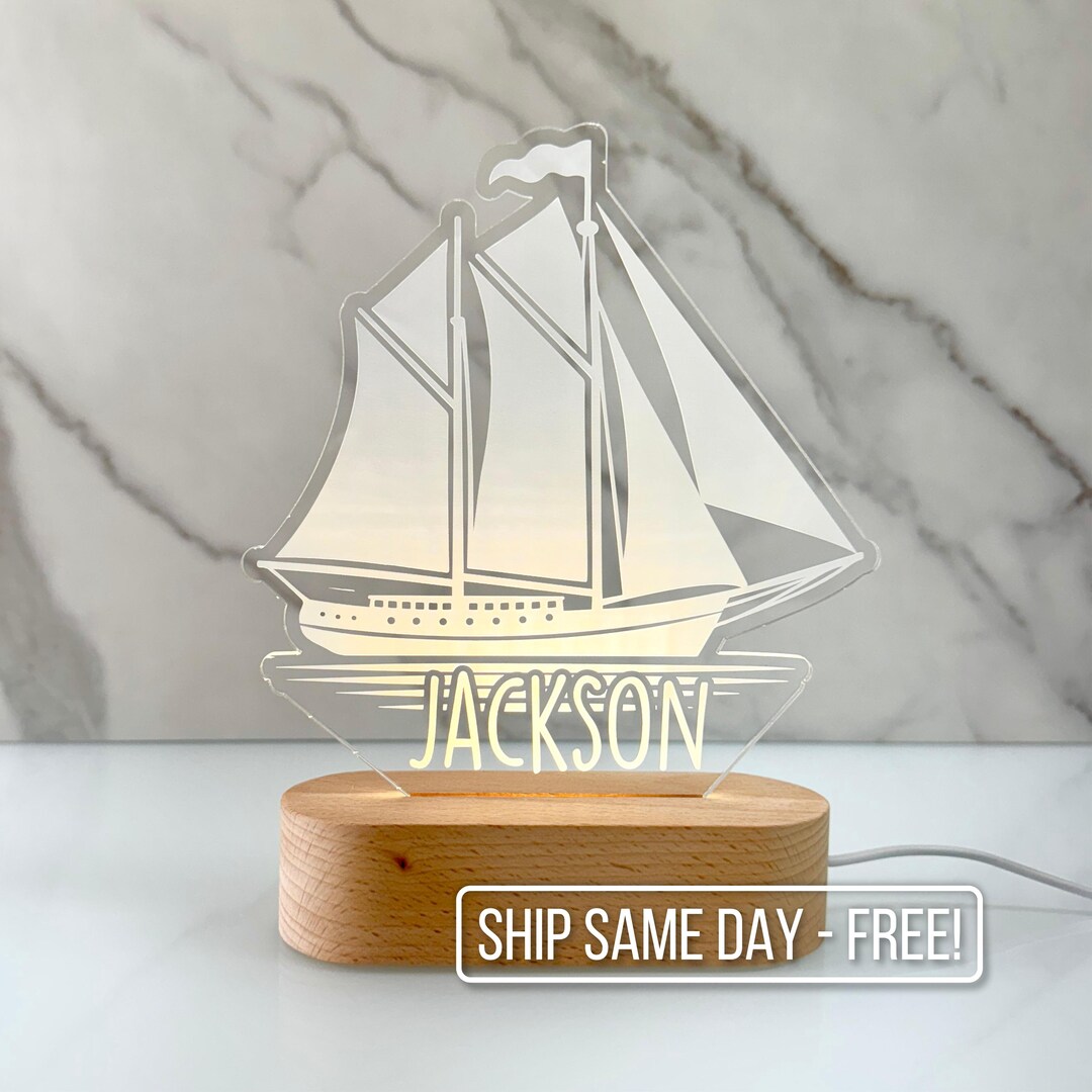 Personalized Boat Night Light - Custom LED Lamp for Kids, Perfect Gift ...