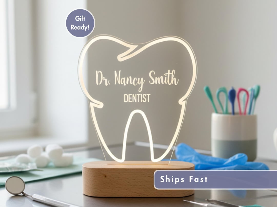 Personalized Dentist Night Light - Custom LED Tooth Lamp for Graduation ...