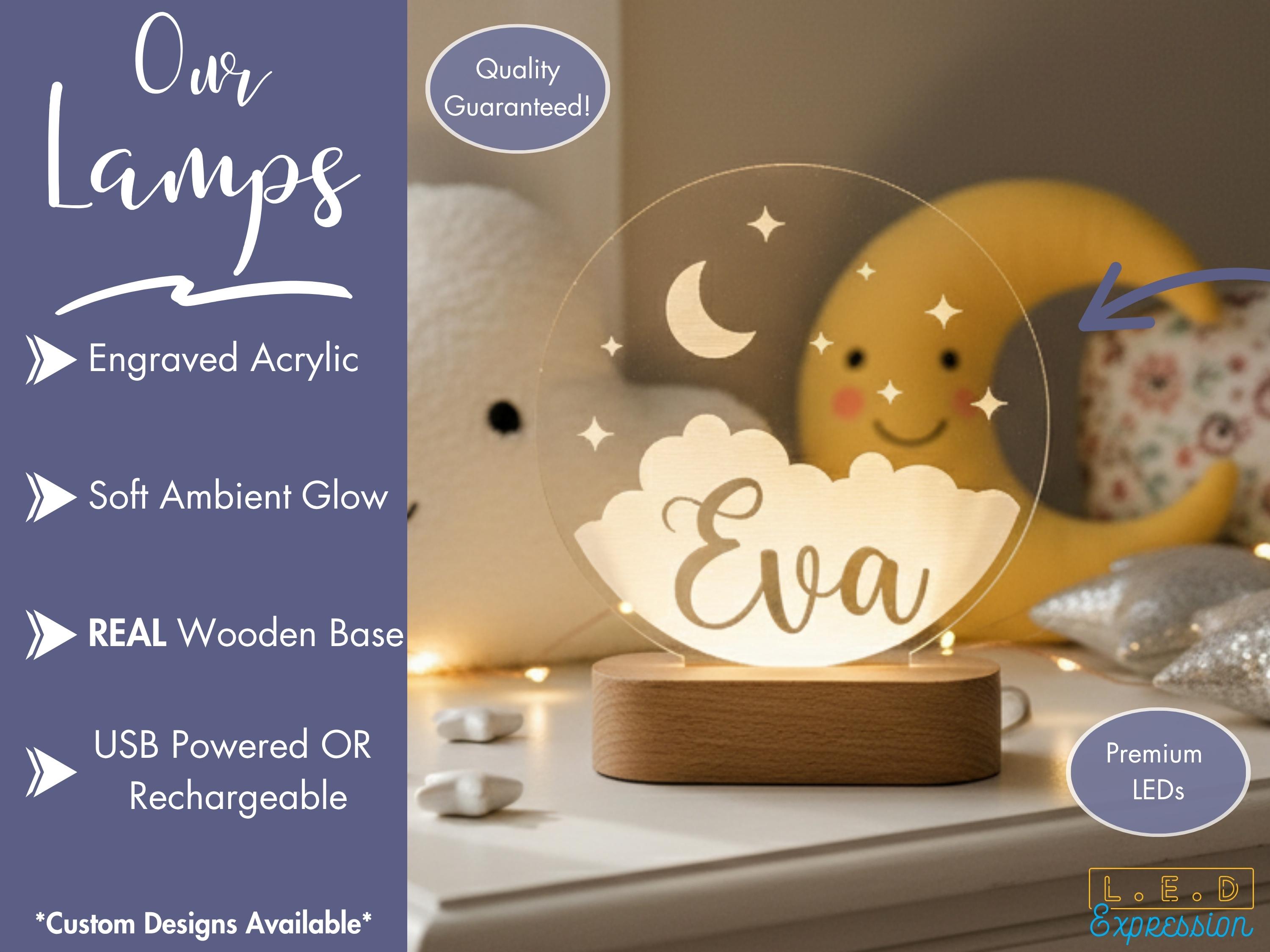 Clouds and Stars Custom Name Light | Personalized Bedroom LED Cloud ...