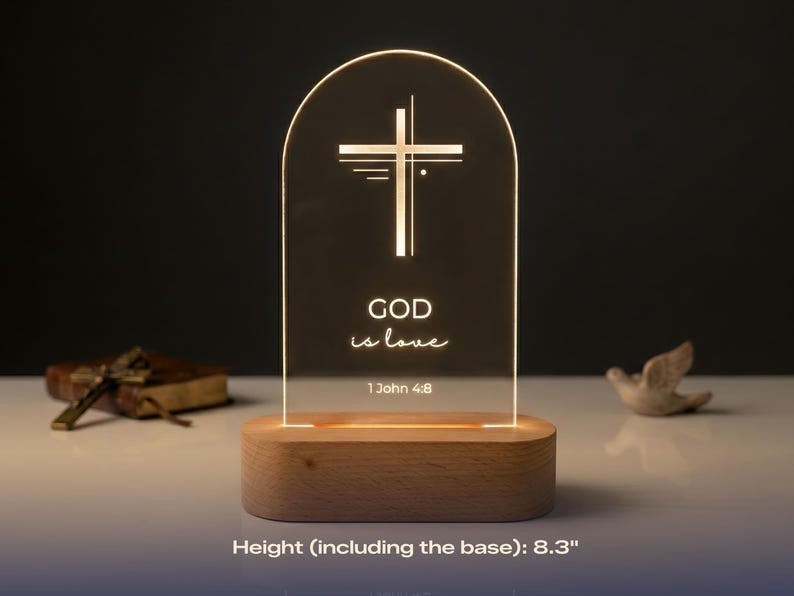 Personalized Christian LED Lamp Custom Faith Night Light Religious Room ...