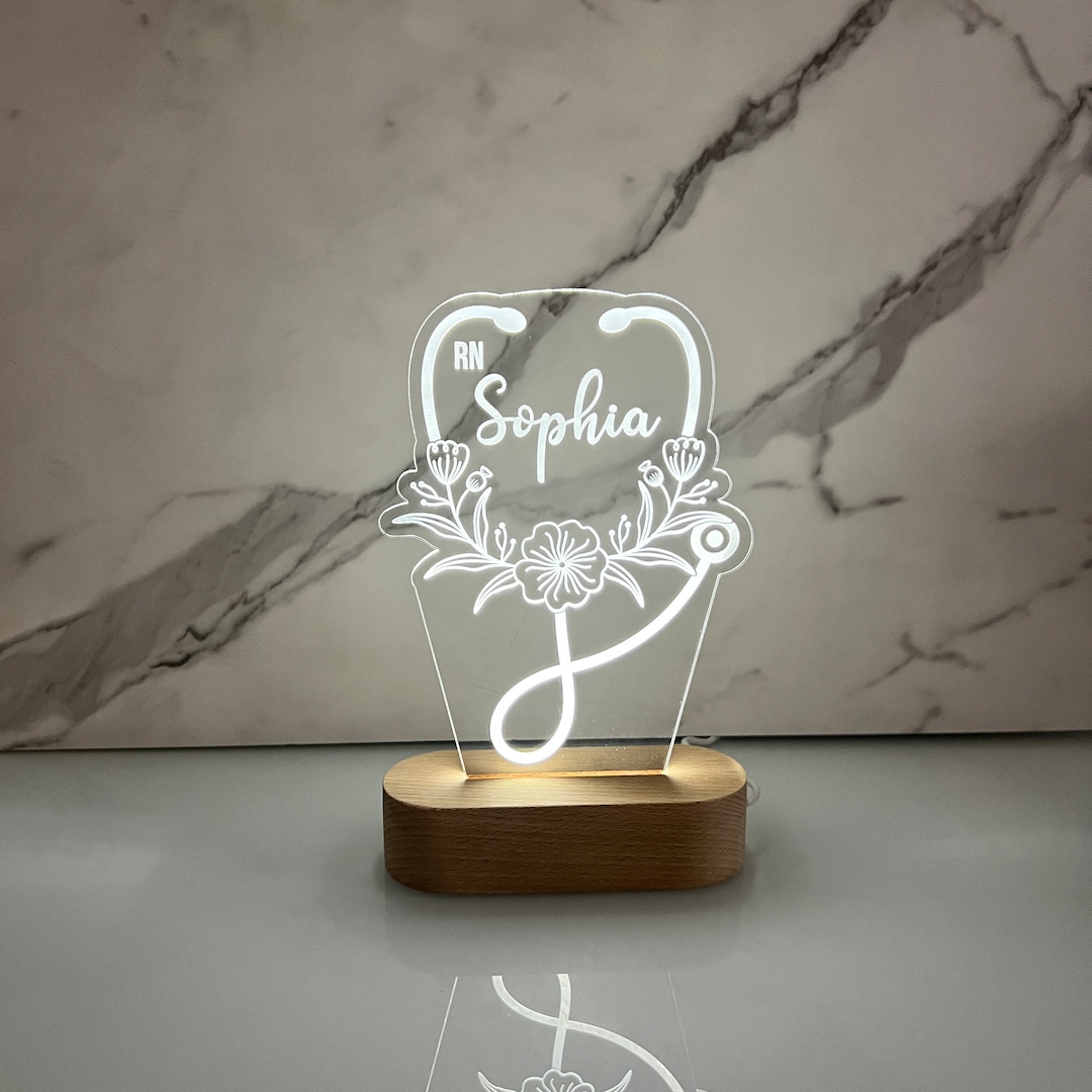 Nurse Personalized Night Light. Caduceus Doctor Gift. Custom Night ...