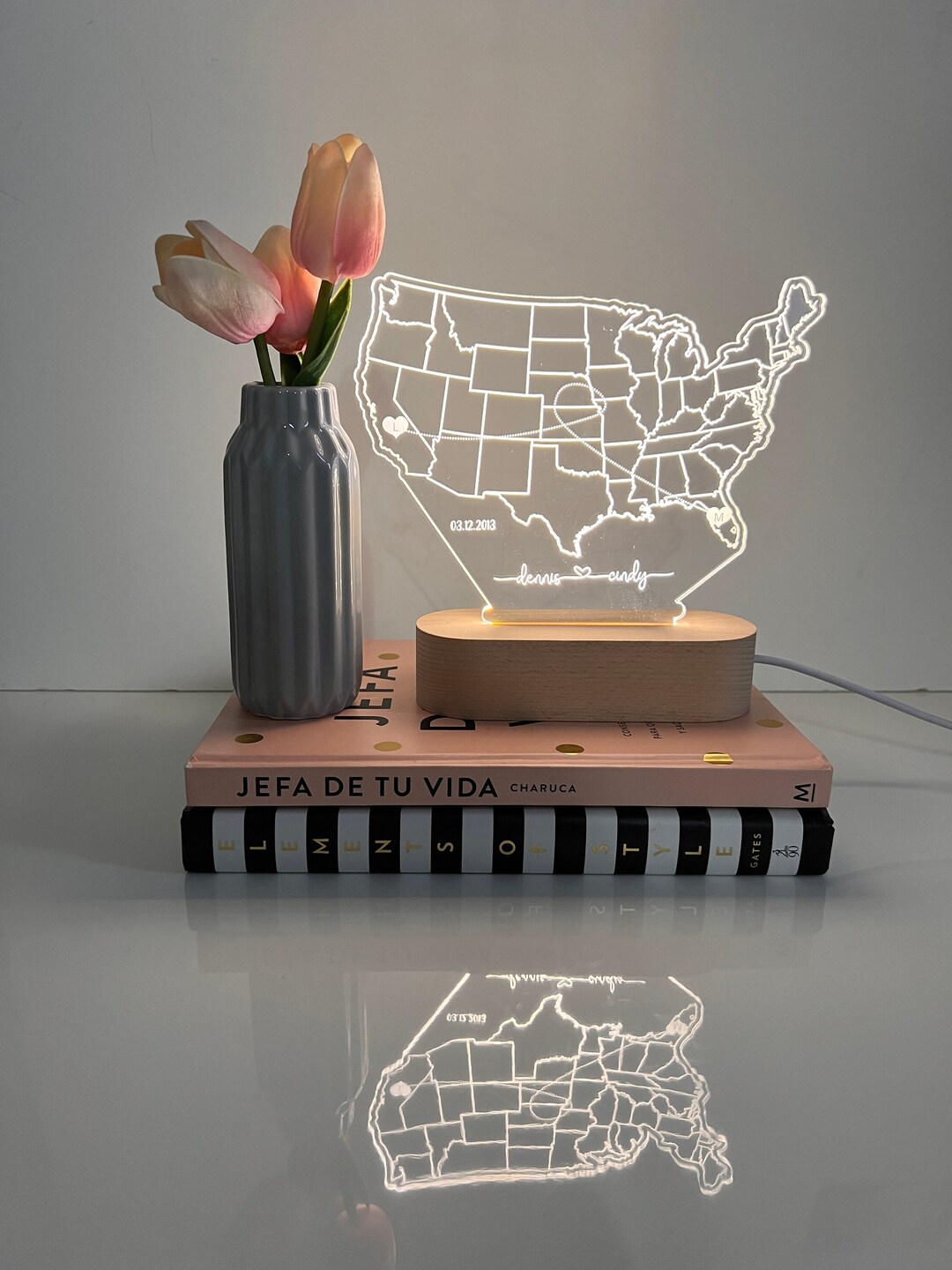 Custom LED Map Light Personalized Valentines Gift Light up Sign Long ...
