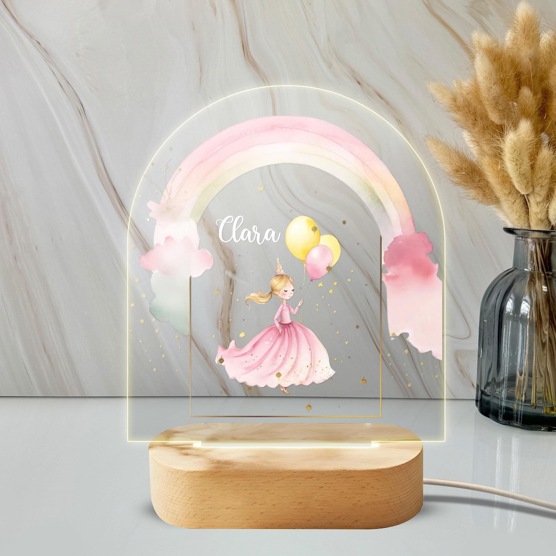 Personalized Princess Night Light - Custom LED Lamp for Kids, Perfect ...