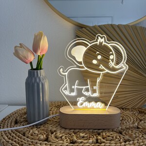 Elephant Cartoon Custom Name Light | Personalized Bedroom LED Cloud ...
