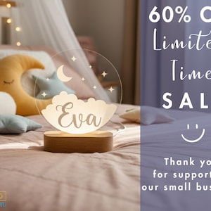 Clouds and Stars Custom Name Light | Personalized Bedroom LED Cloud ...