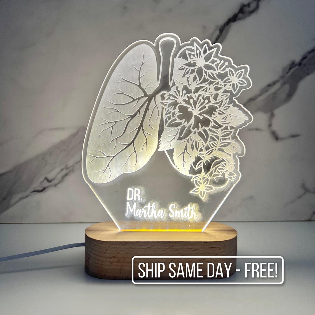 Floral Lung Custom Night Light - Doctor Lamp Gift - Gift for Colleague ...