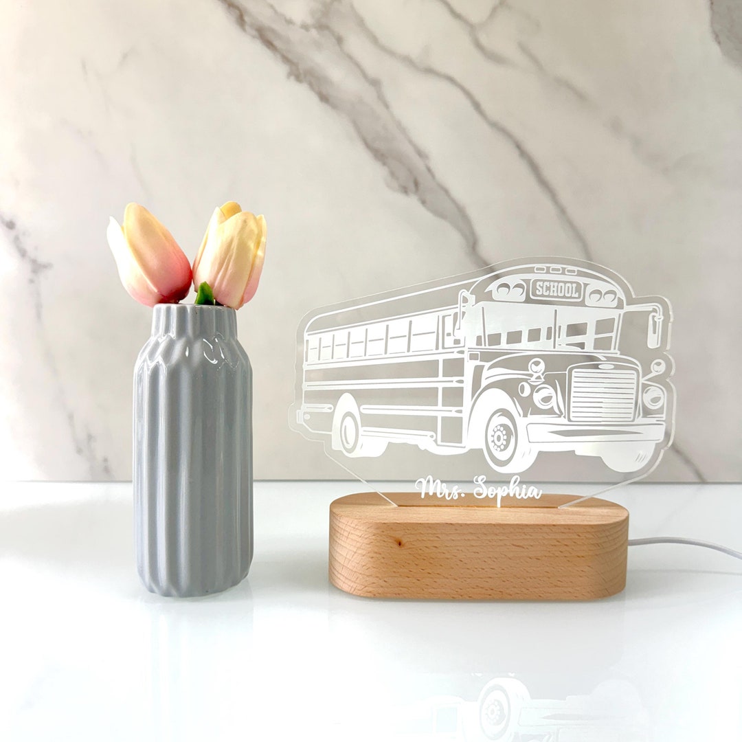 Personalized School Bus Night Light Custom LED Lamp for Kids, Perfect ...