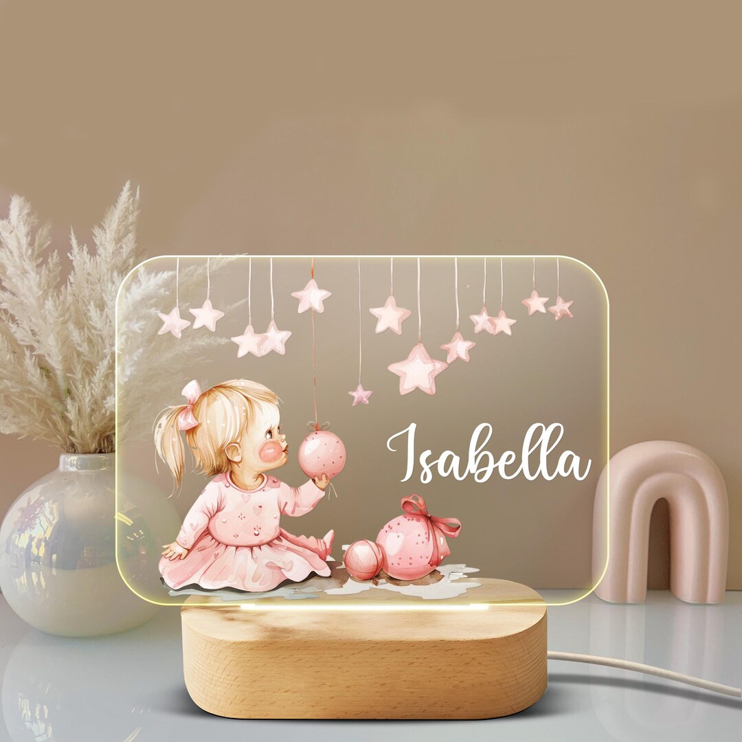 Personalized Baby Girl Night Light - Custom LED Lamp for Newborns ...