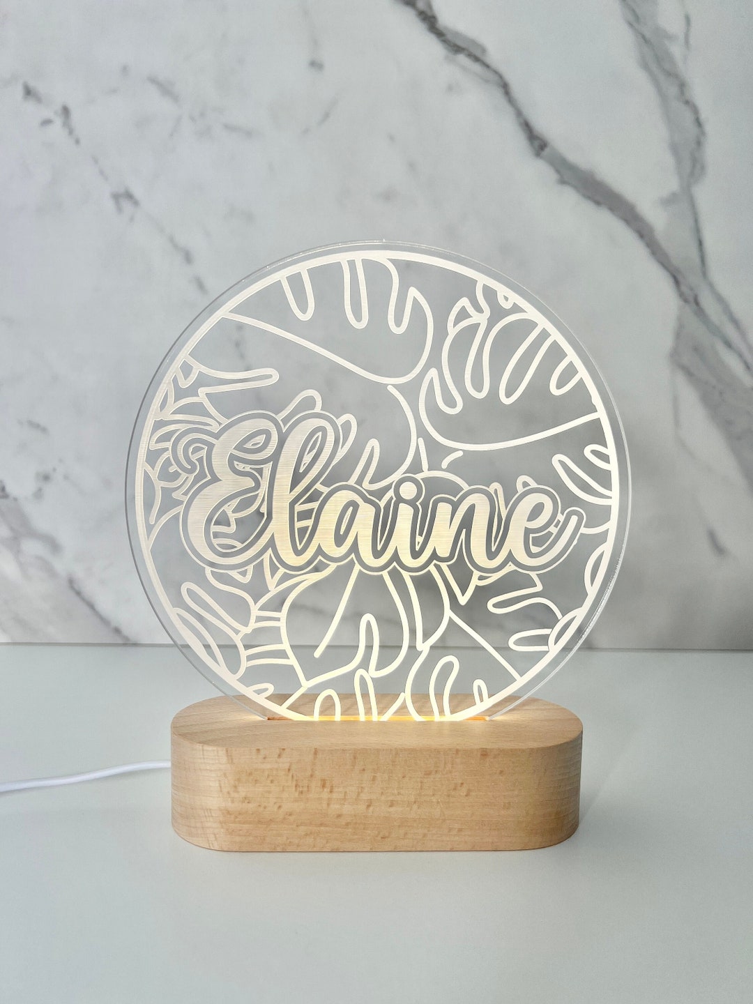 Monstera Leaves Lamp LED Lamp Personalized Light-up Name Sign Perfect ...