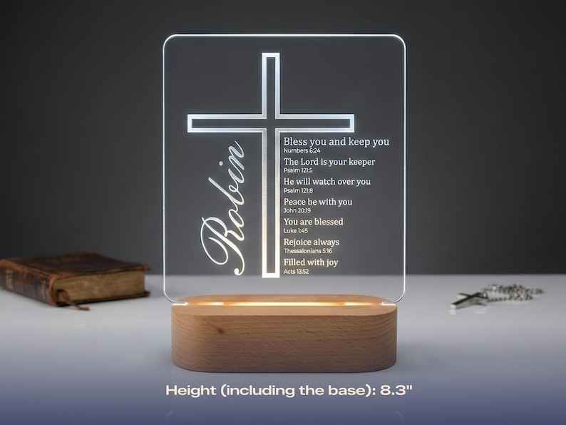 Personalized Christian LED Lamp Custom Bible Verse Night Light Faith ...