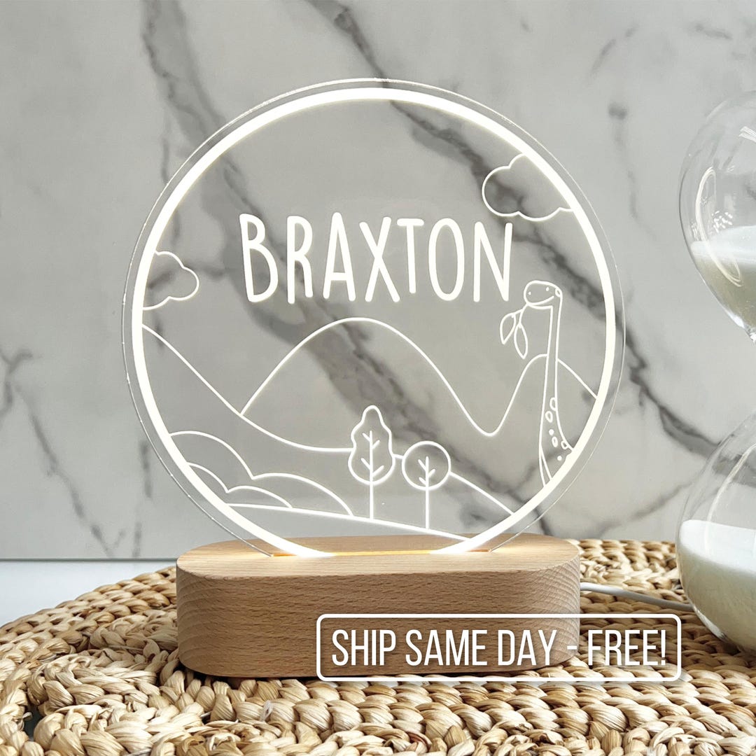 Dinosaur Custom Name Light | Personalized Bedroom LED Decor Sign ...