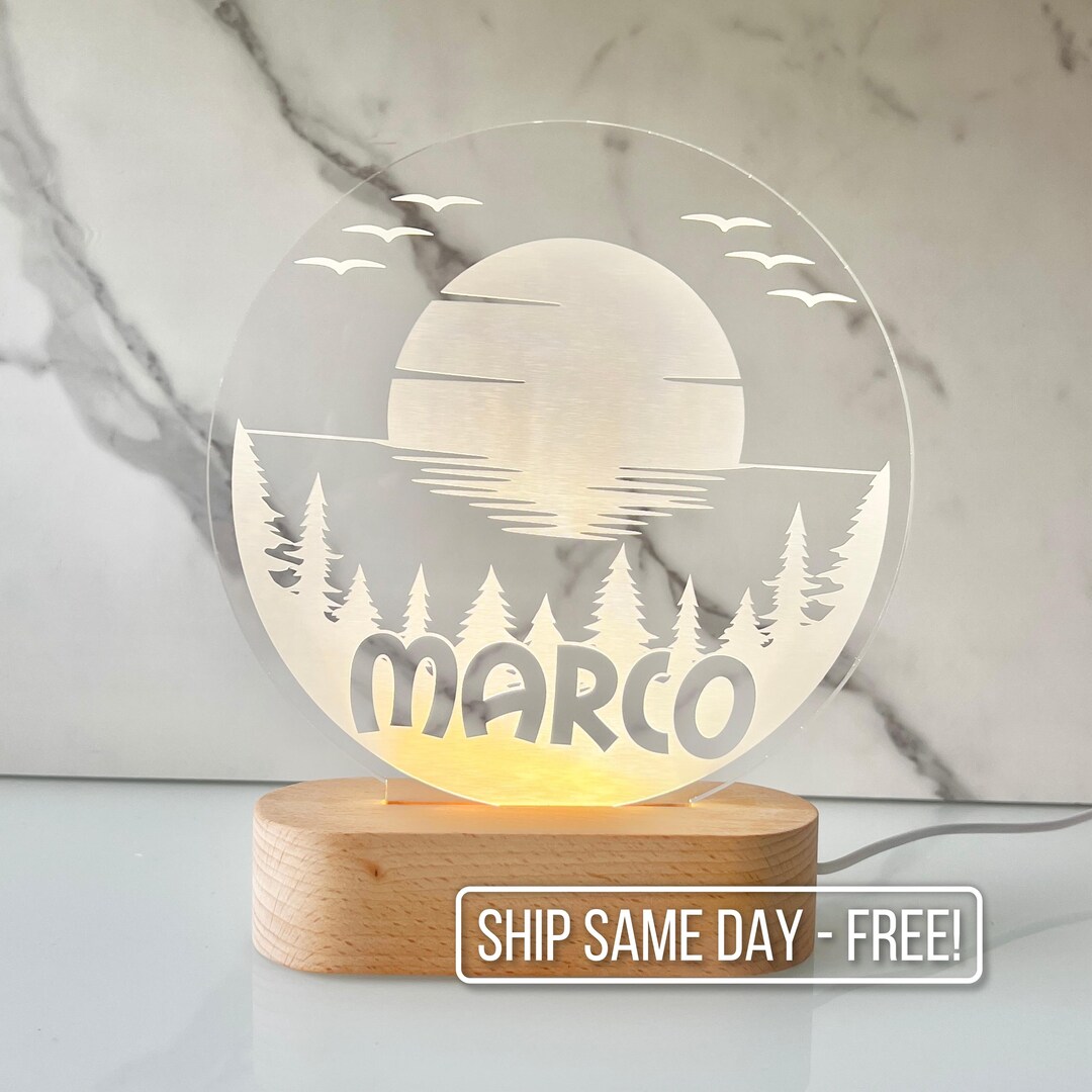 Mountain Custom Name Light | Personalized Bedroom LED Decor Sign ...