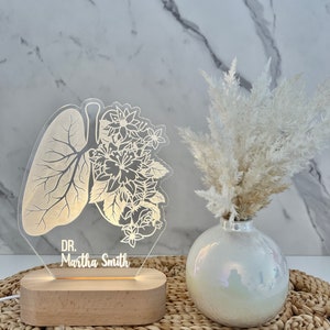 Floral Lung Custom Night Light Doctor Lamp Gift Gift for Colleague ...