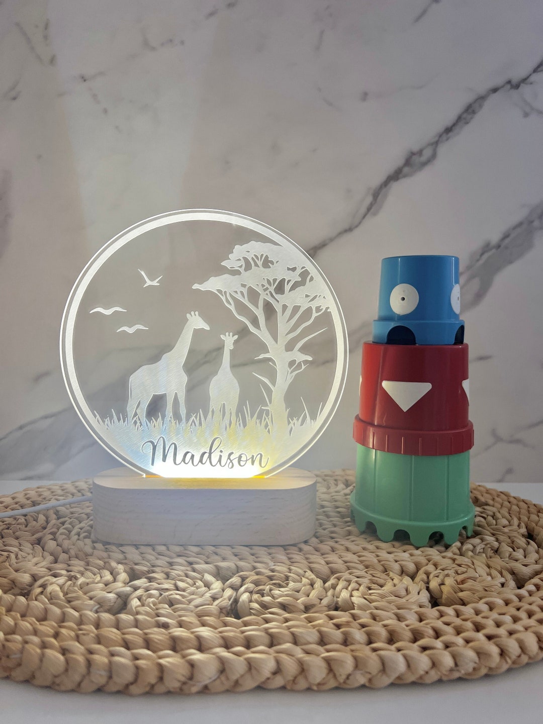Safari Jungle Custom Name Light | Personalized Bedroom LED Cloud Decor ...