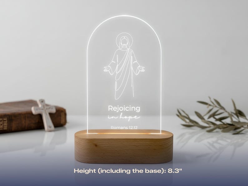 Personalized Christian LED Lamp Custom Faith Night Light Religious Room ...