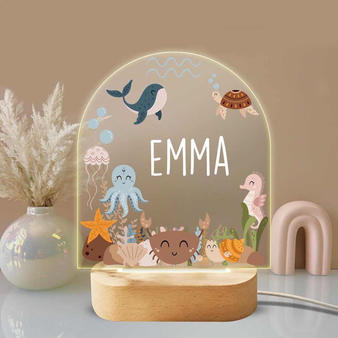 Personalized Sea Animals Night Light - Custom LED Lamp for Kids ...