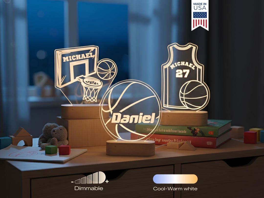 Personalized Basketball Night Light - Custom LED Lamp for Basketball ...