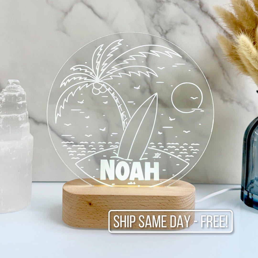 Personalized Surfing Night Light - Custom LED Lamp for Surf Lovers ...