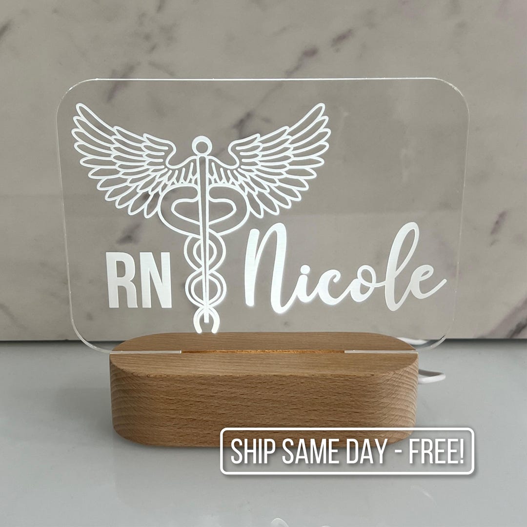 Nurse Personalized Night Light. Caduceus Doctor Gift. Custom Night ...