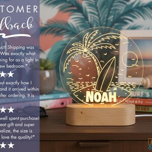Personalized Surfing Night Light - Custom LED Lamp for Surf Lovers ...