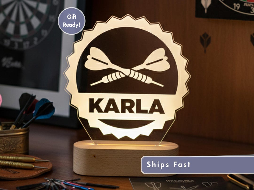 Personalized Dart Night Light - Custom LED Dartboard Lamp for Game ...