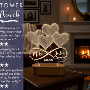 Personalized 3D Illusion LED Lamp | Infinity Heart Valentines Gift ...